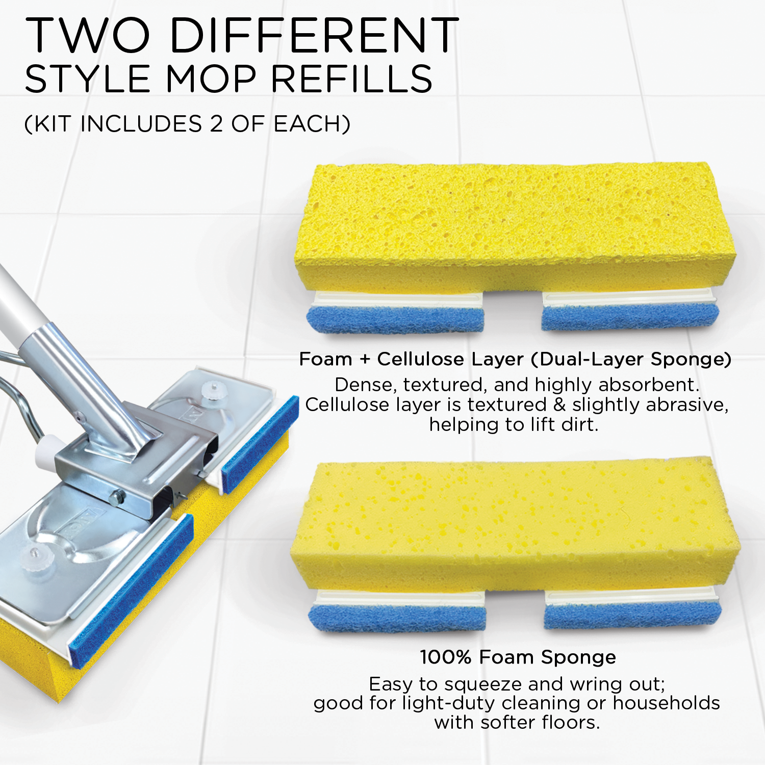 Squeezematic Butterfly Sponge Mop Refills - Replacement H...