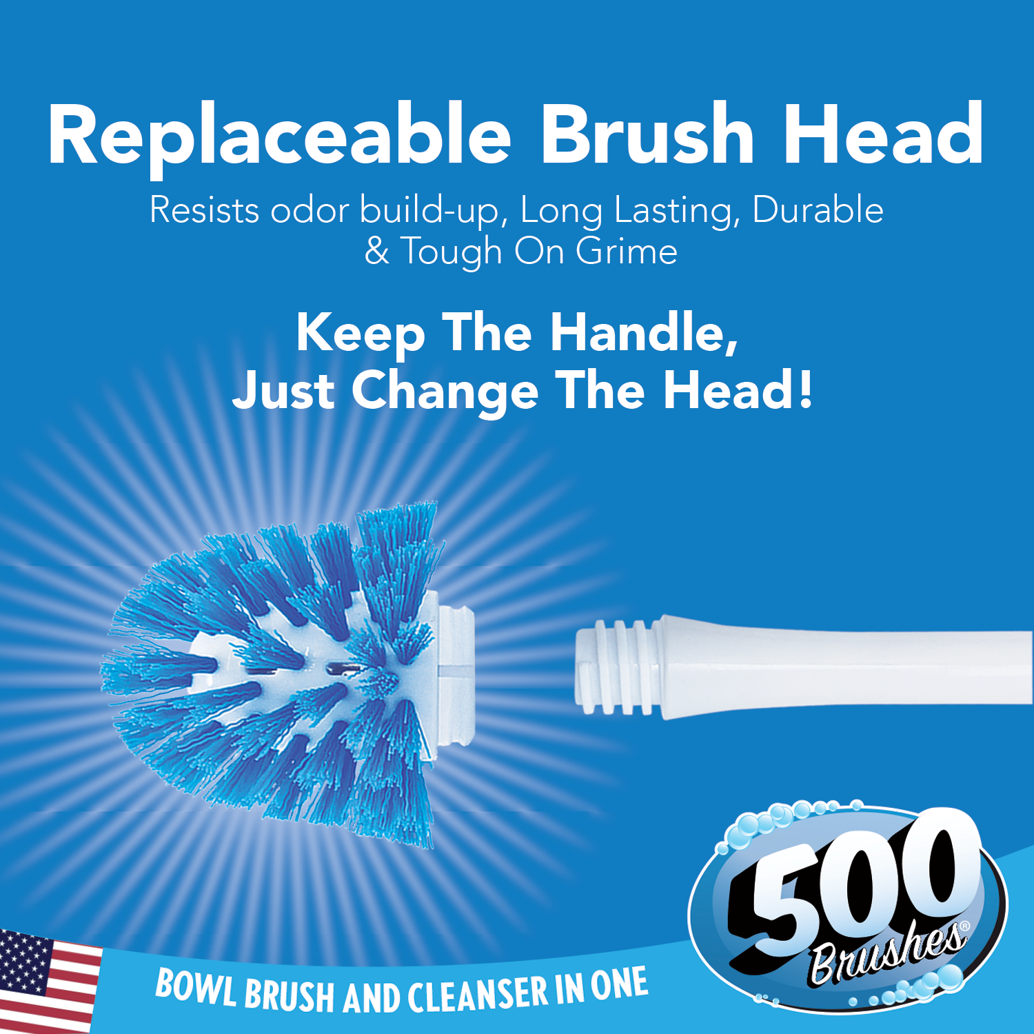 500 Brushes Starter Plus Kit, Toilet Bowl Brush w/ Cleanser Dispensing ...